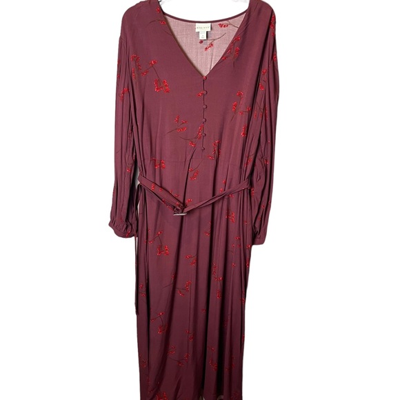Ava & Viv | Dresses | Ava Viv Burgundy Red Floral Maxi Dress X | Poshmark